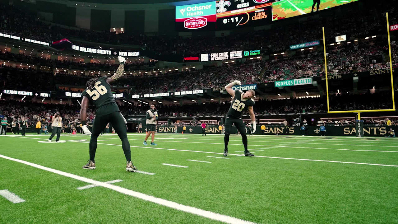 Saints LBs Lead Pregame Chant vs. 49ers