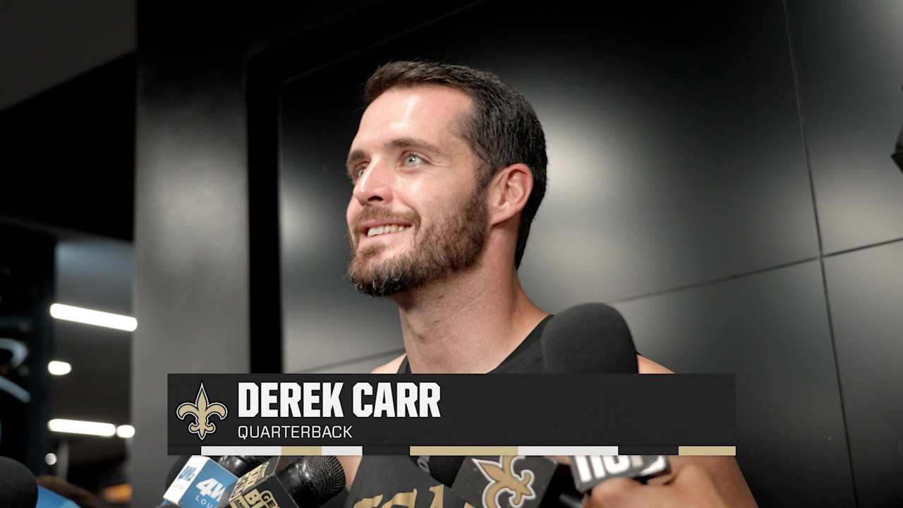Derek Carr on debuting new offense, in-game adjustments | Saints vs ...