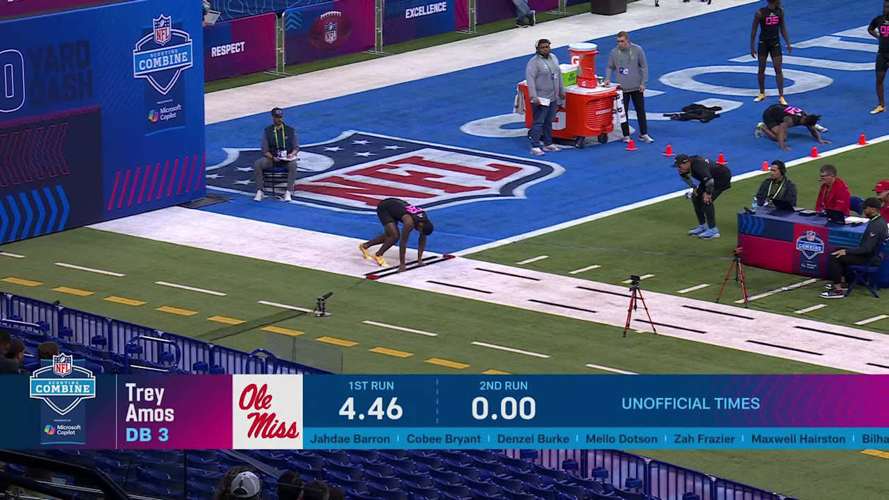 Ole Miss Cornerback Trey Amos 40-Yard Dash - 2025 NFL Combine