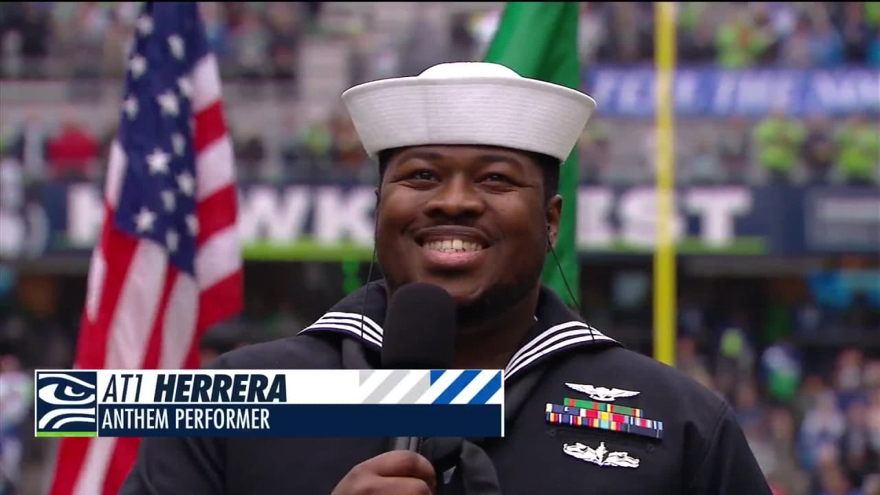 United States Navy AT1, Zjehiah Herrera Performs National Anthem Ahead ...