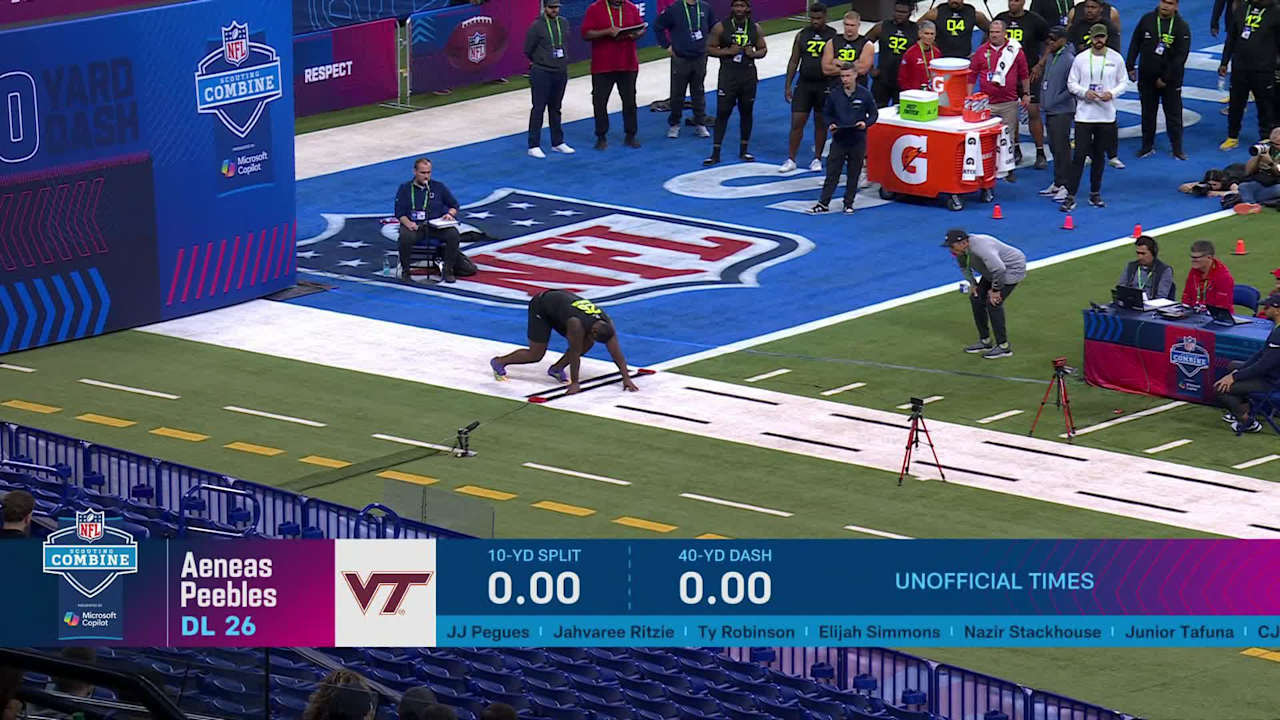 Virginia Tech Defensive Tackle Aeneas Peebles 40-Yard Dash - 2025 NFL ...