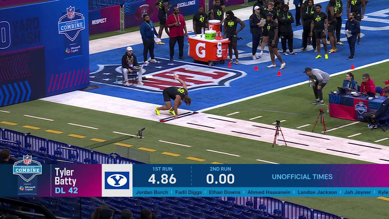BYU Defensive End Tyler Batty 40-Yard Dash - 2025 NFL Combine