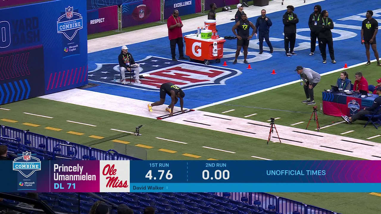 Ole Miss Defensive End Princely Umanmielen 40-Yard Dash - 2025 NFL Combine
