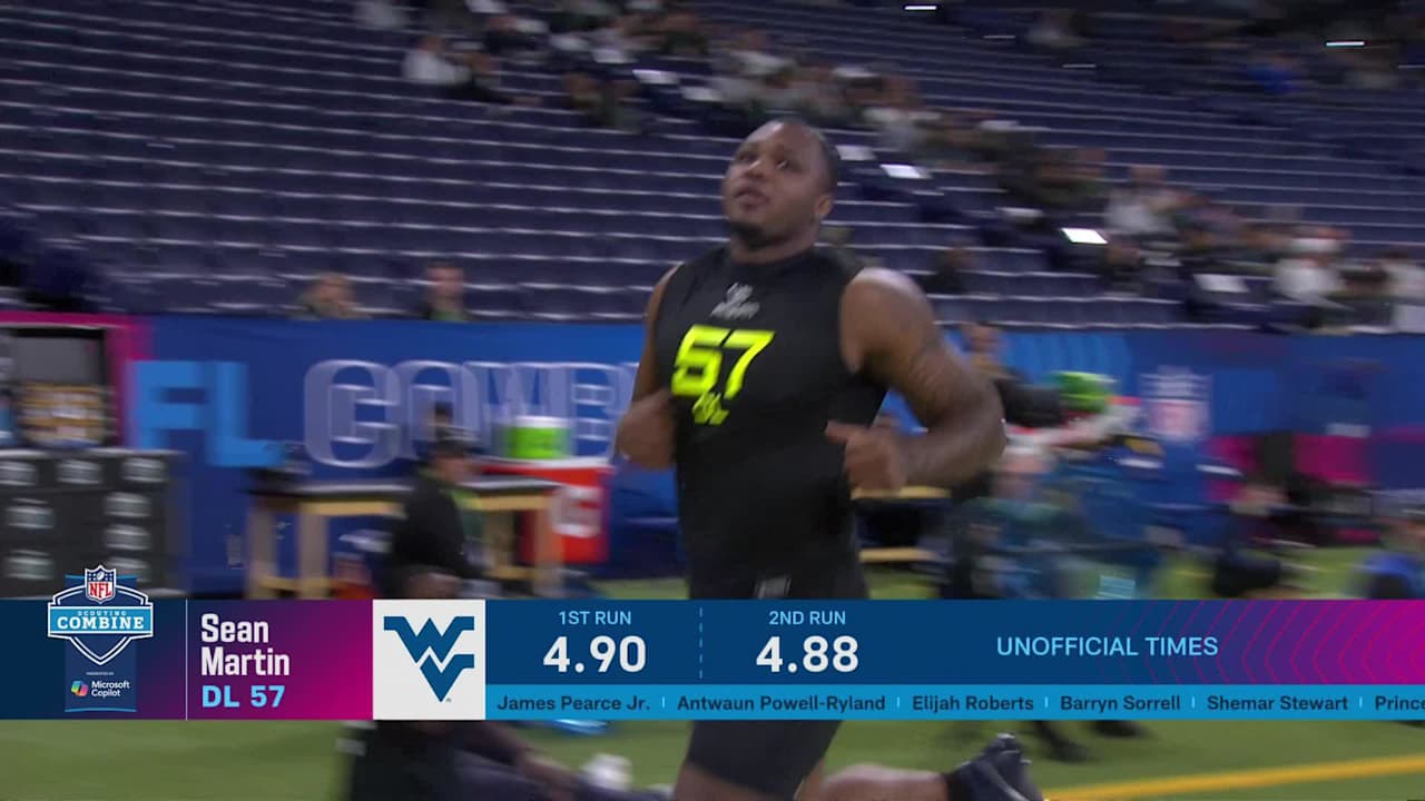 West Virginia Defensive End Sean Martin 40-Yard Dash - 2025 NFL Combine