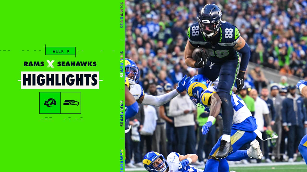 AJ Barner Leaps Rams Defender Highlight - 2024 Week 9 Seahawks vs. Rams