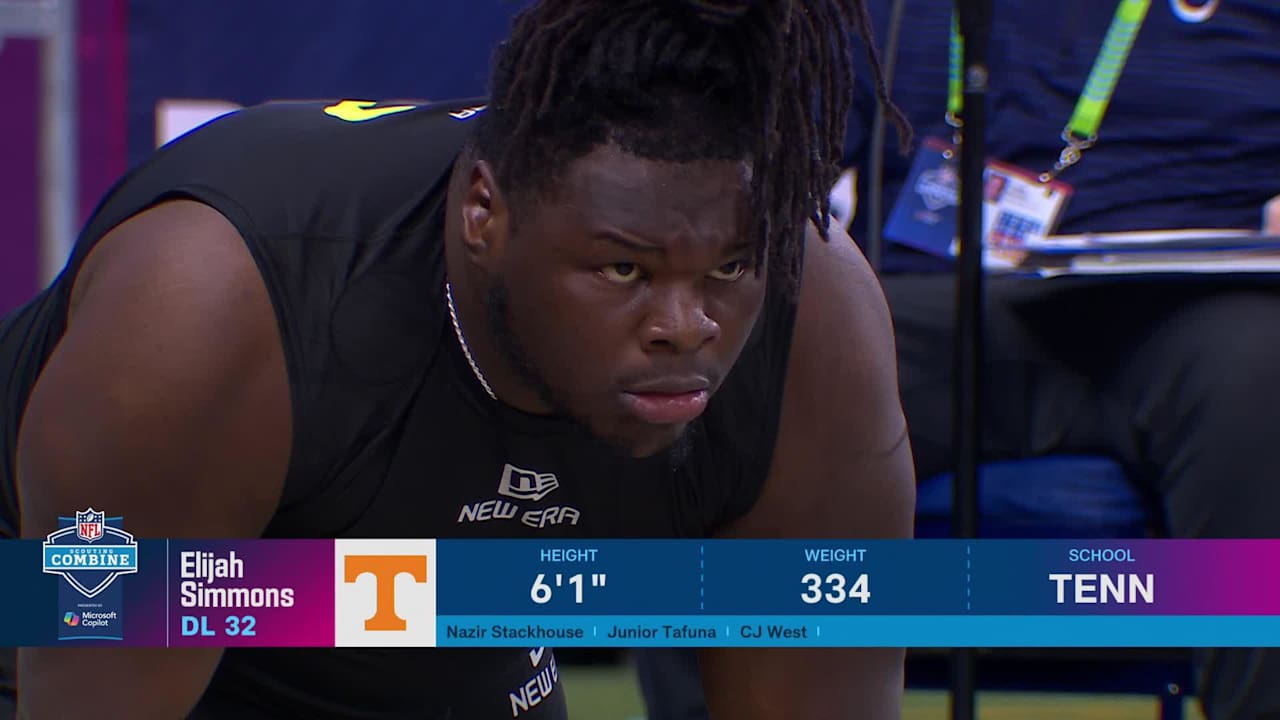 Tennessee Defensive Tackle Elijah Simmons 40-Yard Dash - 2025 NFL Combine