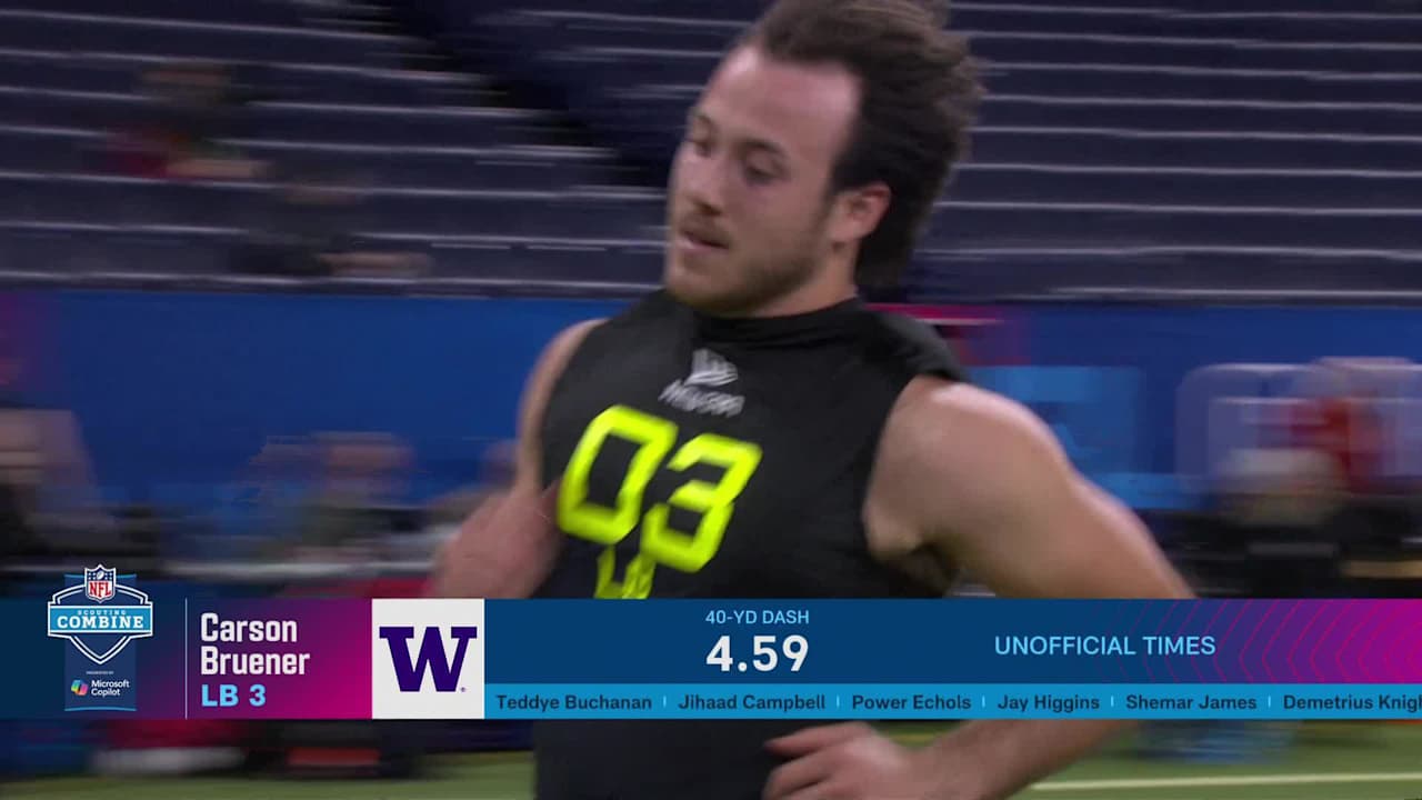 University of Washington Linebacker Carson Bruener 40-Yard Dash - 2025 ...