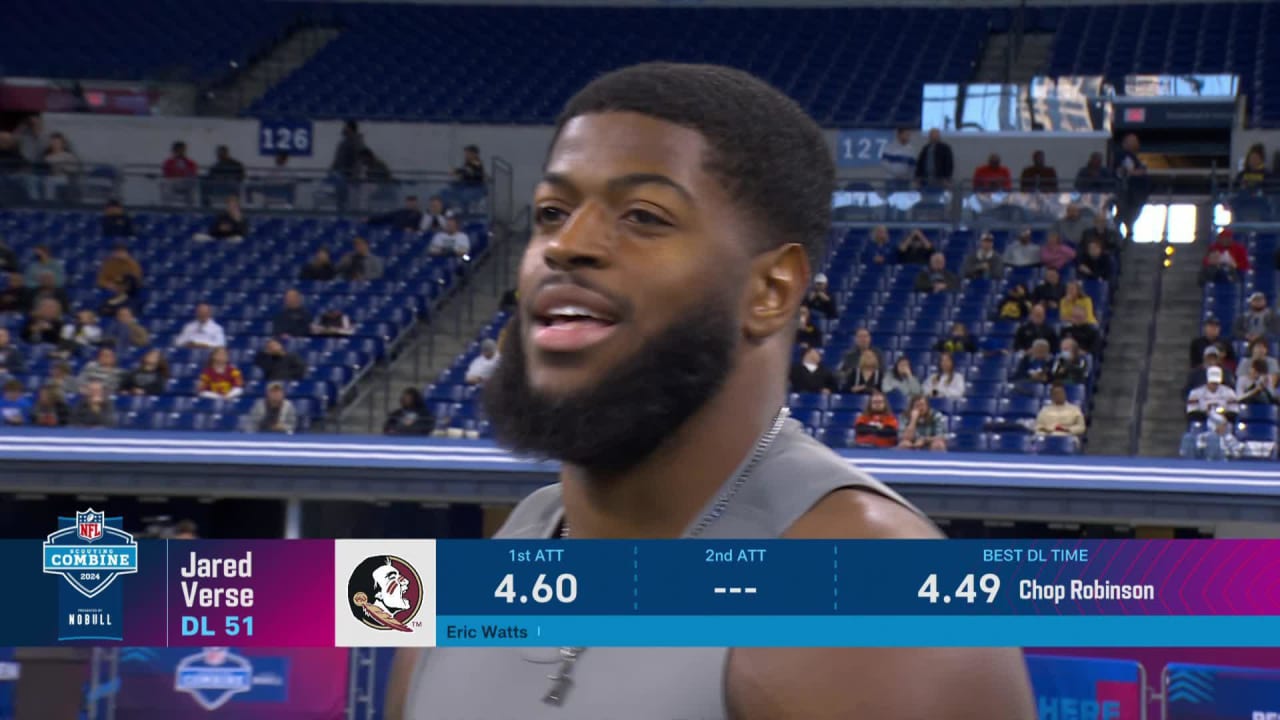 Florida State Edge Rusher Jared Verse Runs 40-Yard Dash At 2024 Combine