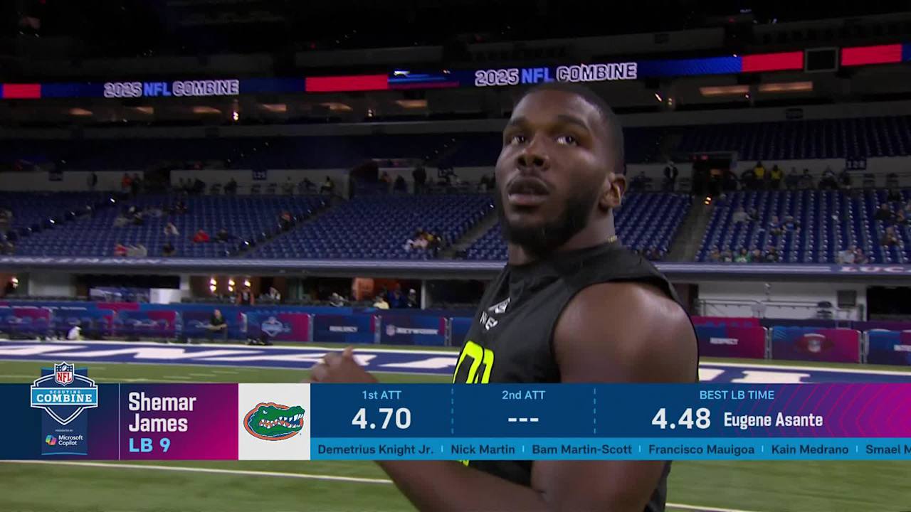 Florida Linebacker Shemar James 40-Yard Dash - 2025 NFL Combine