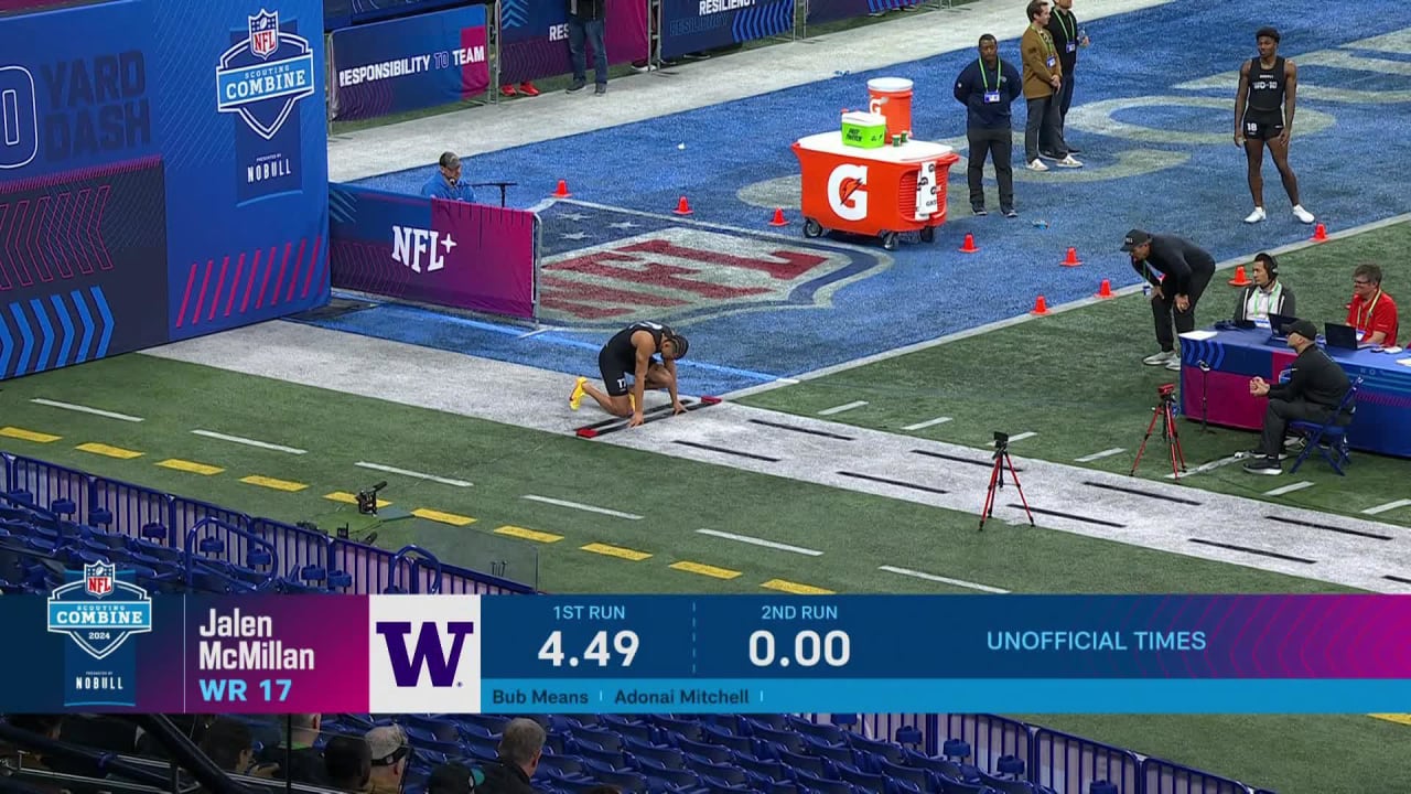 University Of Washington Wide Receiver Jalen McMillan Runs 40-Yard Dash ...