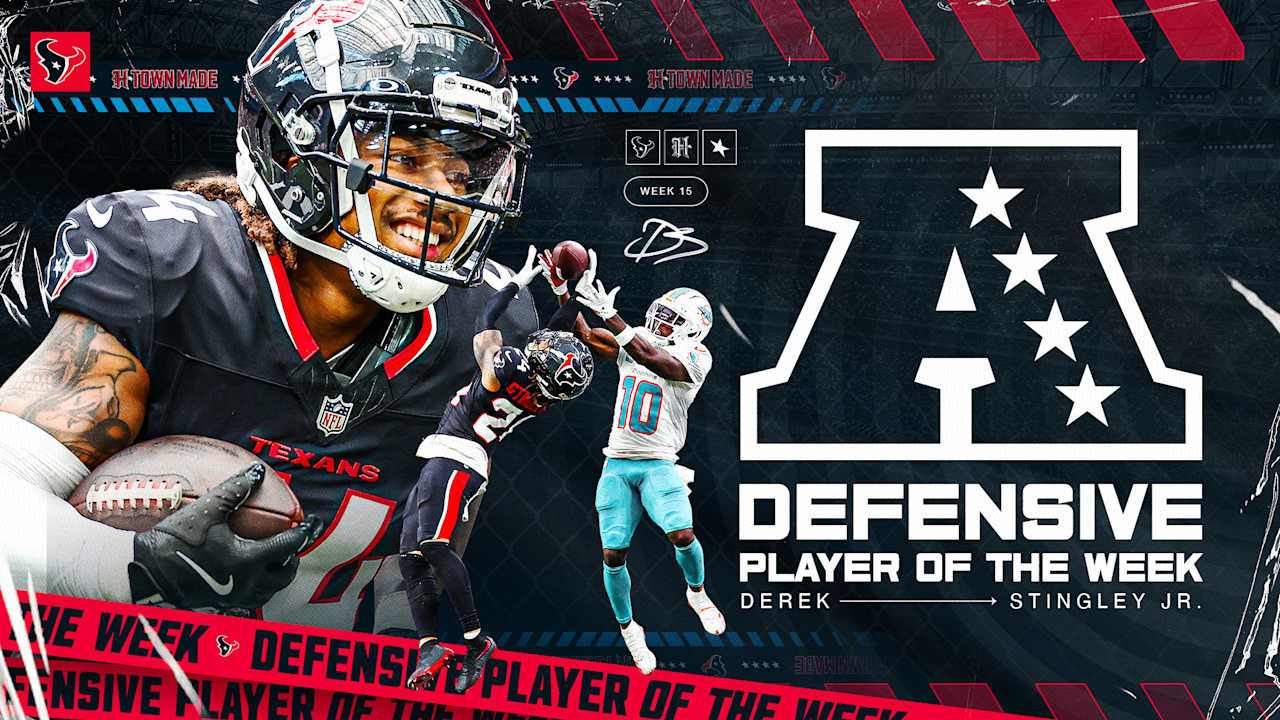 Houston Texans CB Derek Stingley Jr. has been named AFC Defensive Player of the Week