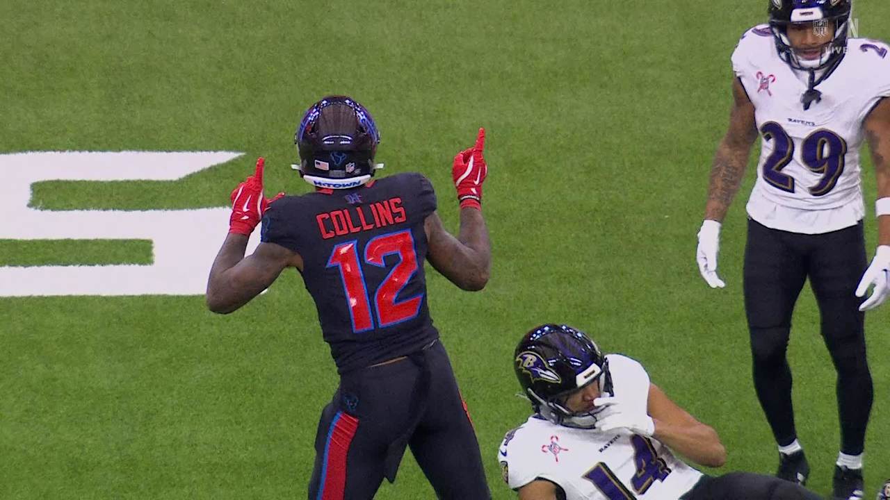 Nico Collins' first catch comes on slant route for 13 yards