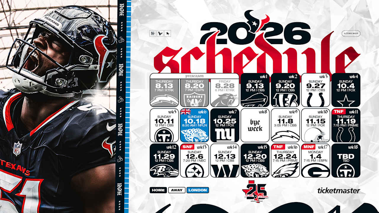 Houston Texans Announce 2026 Schedule