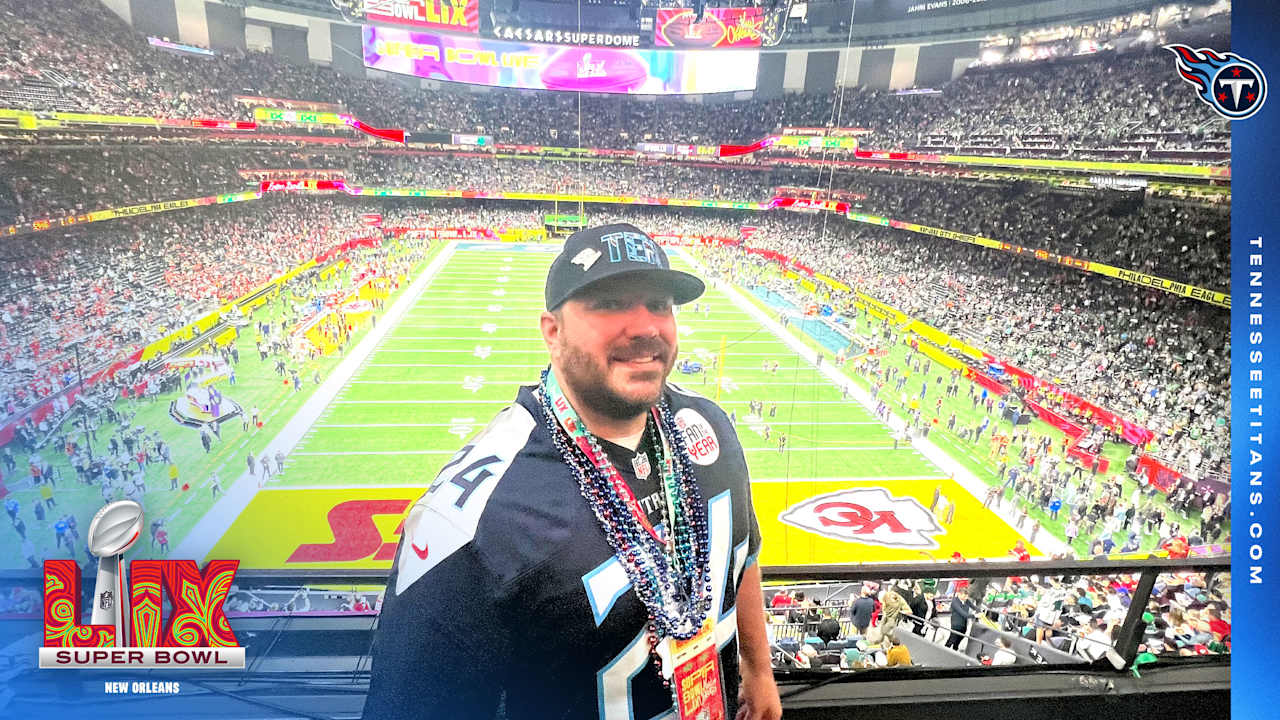“Titan Man” Adam McMillan Representing the Titans at Super Bowl LIX as ...