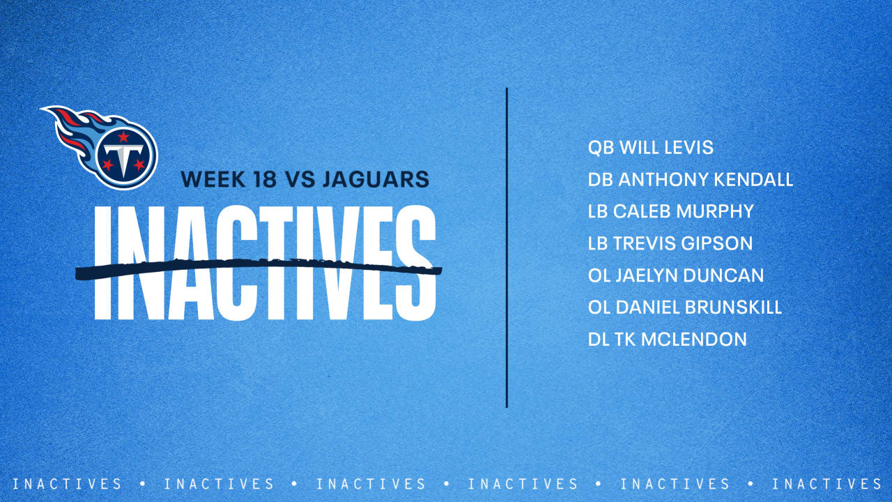 Game Inactives | Week 18 Jaguars vs Titans