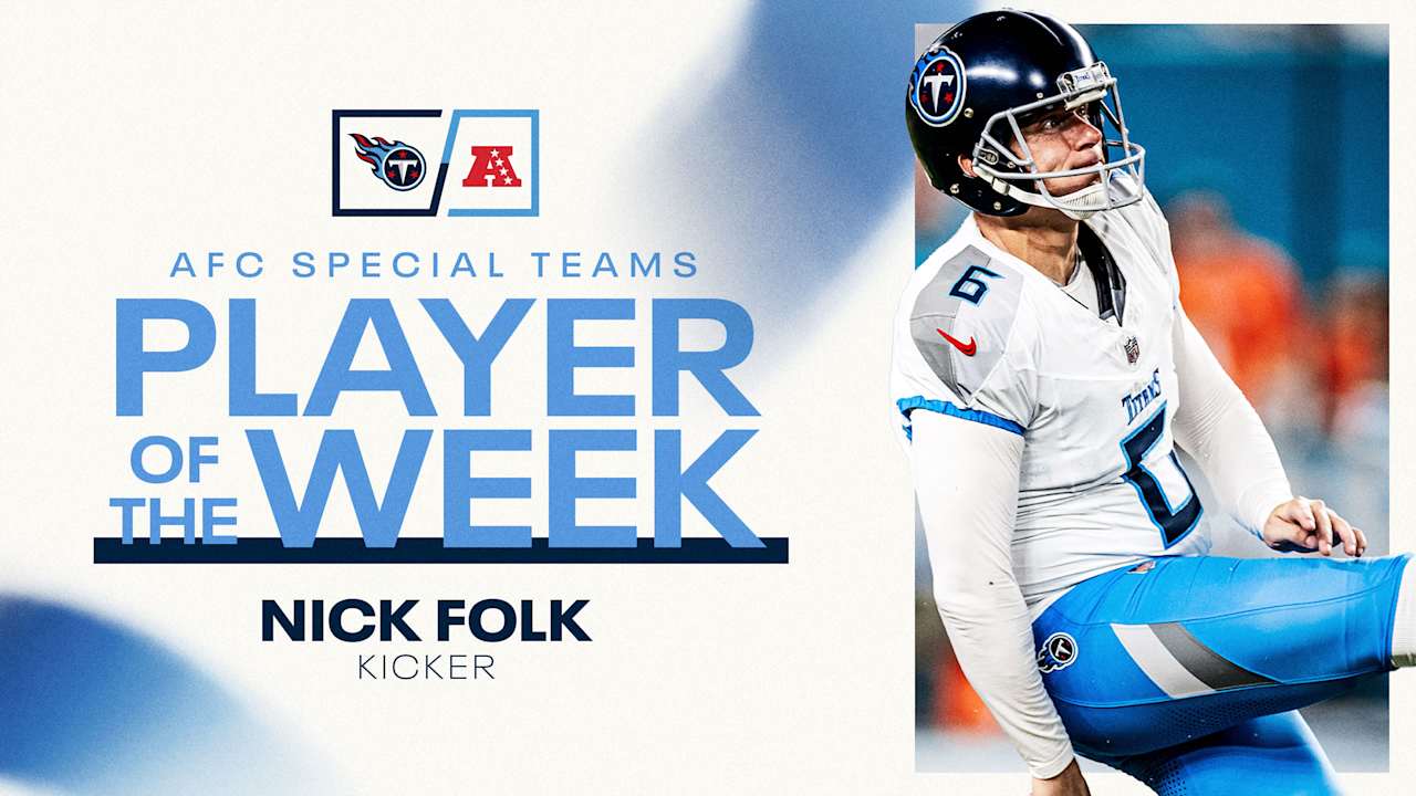 Titans Kicker Nick Folk Named AFC Special Teams Player of the Week