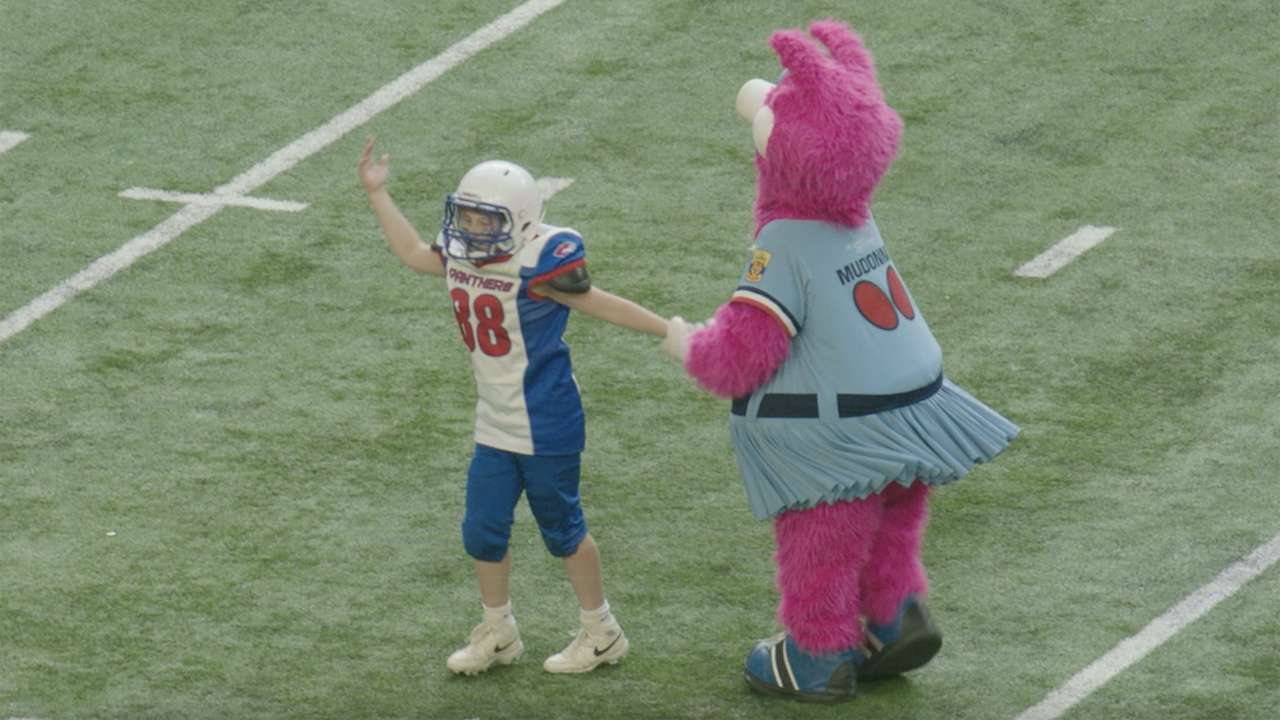 Kid Mic'd Up During Mascots vs. Youth Football Game